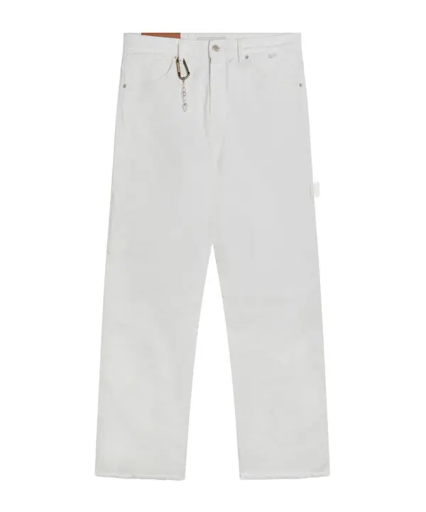 DARKPARK Straight Leg Jeans With Detachable Logo Keychain - White