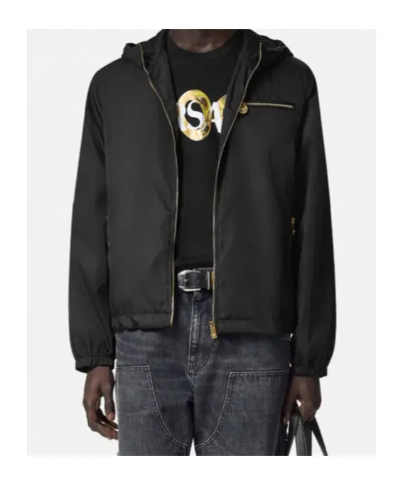 Versace Zip-up Hooded Jacket - Black