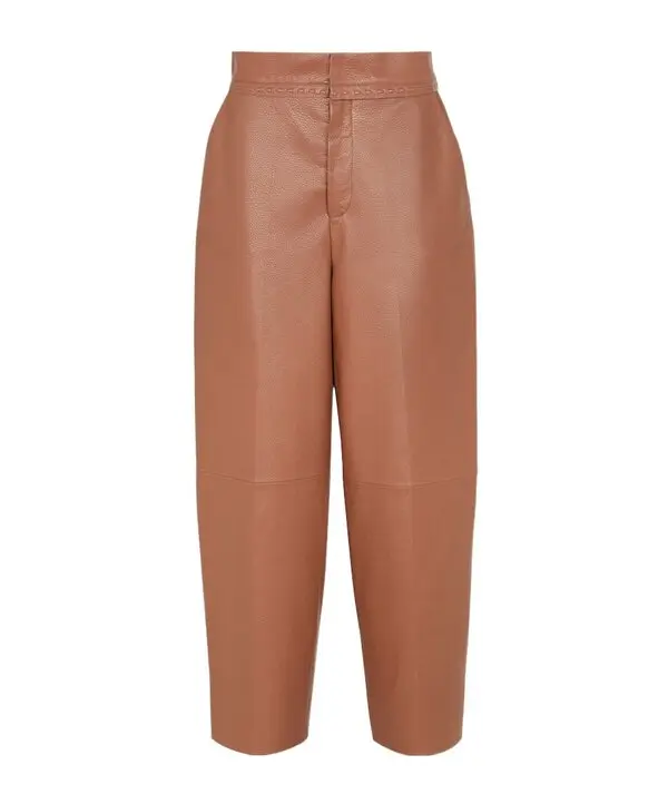 Fendi Tan Stitch Detailed Wide-leg Trousers