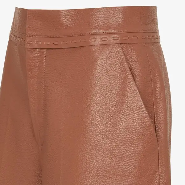 Fendi Tan Stitch Detailed Wide-leg Trousers