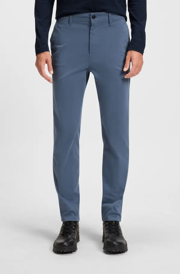 Hugo Boss Tailored Casual Trousers With Belt Loops - Blue