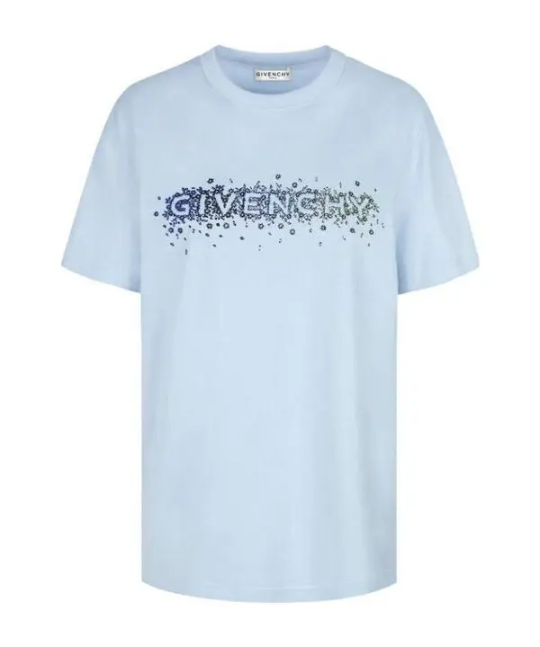 Givenchy Crystal Embroidered Logo T-shirt - Blue
