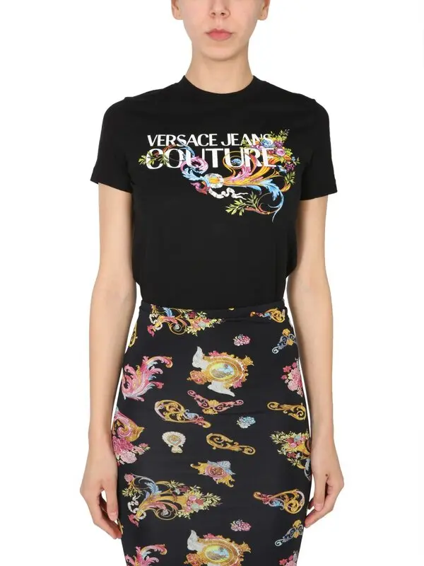 Versace Logo Print Cotton T-shirt