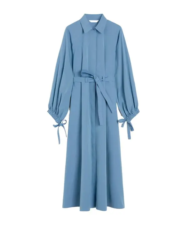 Max Mara Long Taffeta Shirt Dress - Blue