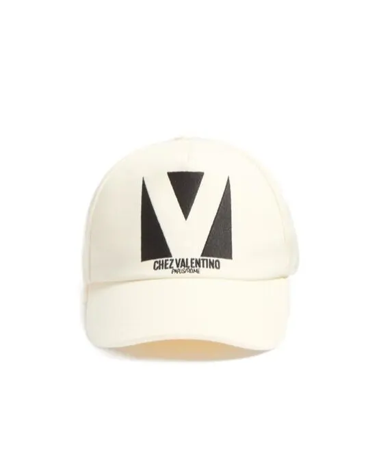 Valentino Garavani Baseball Cap With Logo Embroidery - Ivory White/black