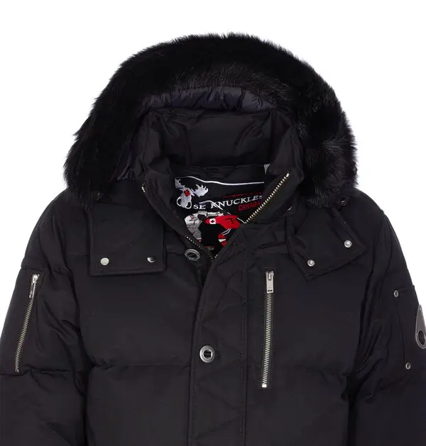 Moose Knuckles Zip Detailed Hooded Coat - Black