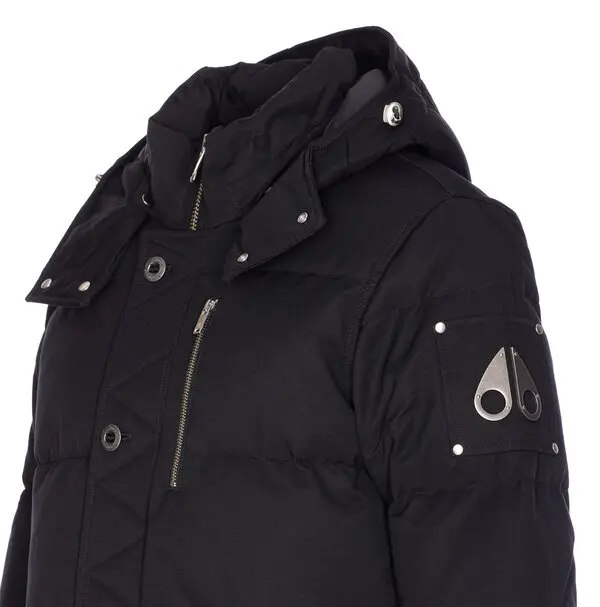 Moose Knuckles Zip Detailed Hooded Coat - Black