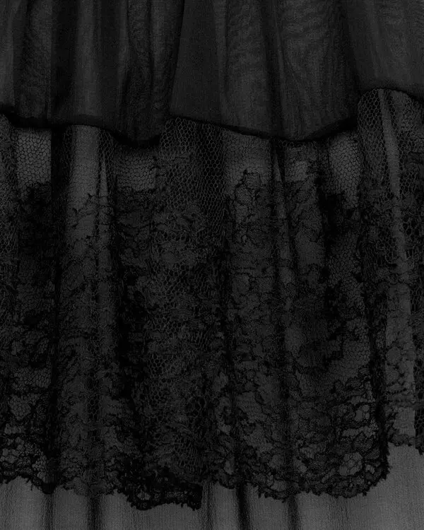 Saint Laurent Off-the-shoulder Silk Crepe Muslin And Lace Blouse