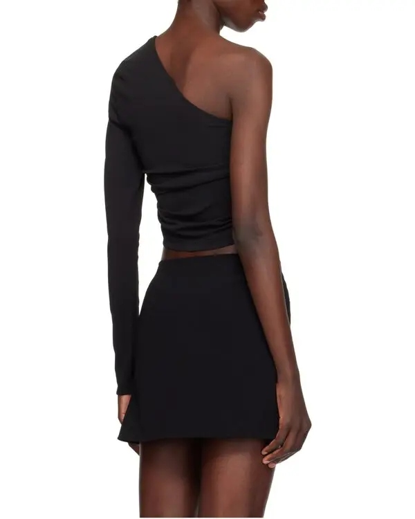 COURREGES Asymmetrical Draped Long Sleeve Crop Top