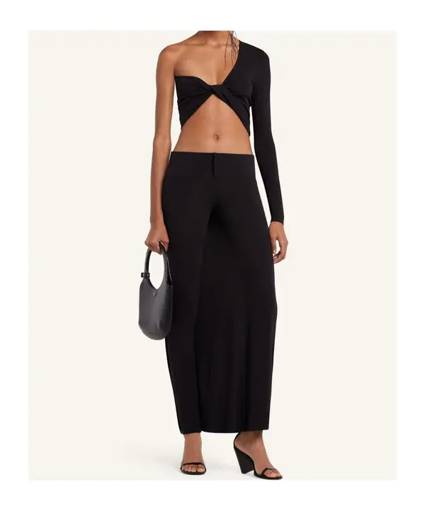 COURREGES Asymmetrical Draped Long Sleeve Crop Top