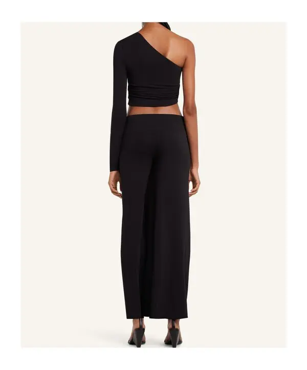 COURREGES Asymmetrical Draped Long Sleeve Crop Top