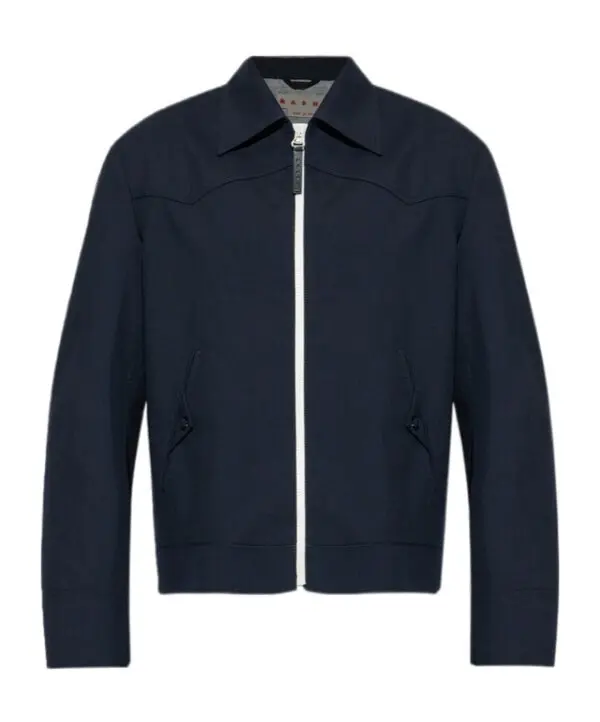 Marni Logo Patch Zip-up Jacket - Black