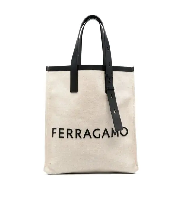FERRAGAMO Logo Patch Top Handle Tote Bag