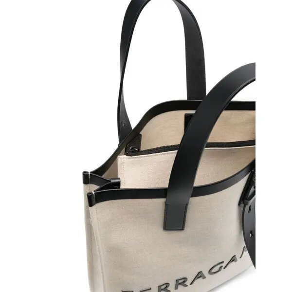 FERRAGAMO Logo Patch Top Handle Tote Bag