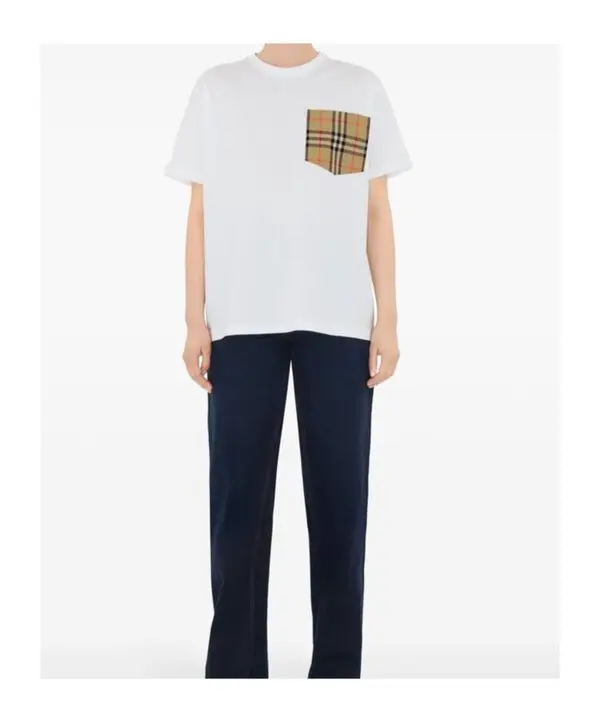 Burberry Checked Pocket T-shirt - White