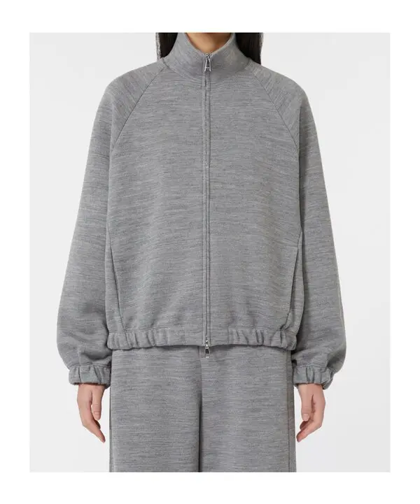 Max Mara Frine High-neck Zipped Sweatshirt - Light Gray