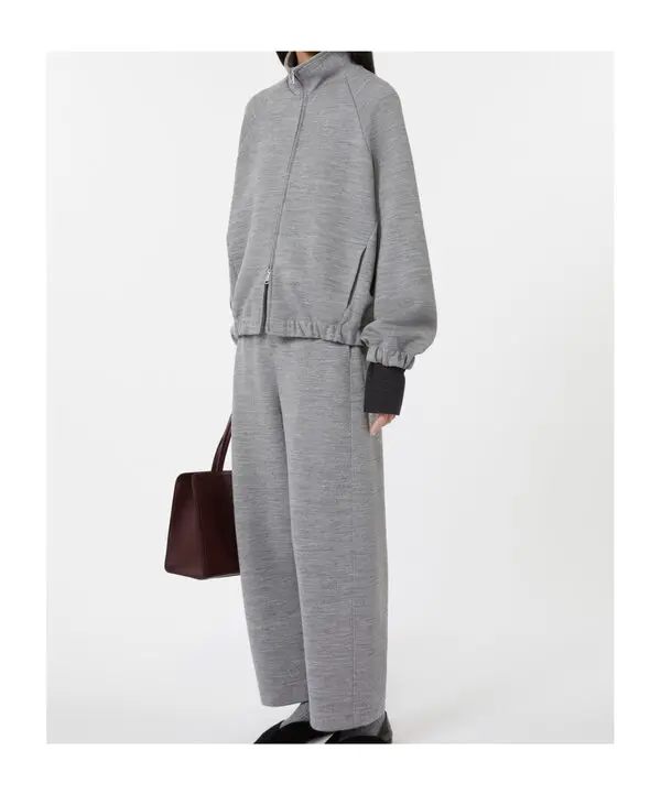 Max Mara Frine High-neck Zipped Sweatshirt - Light Gray