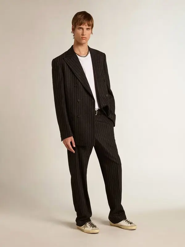 GOLDEN GOOSE Double-breasted Striped Blazer - Black