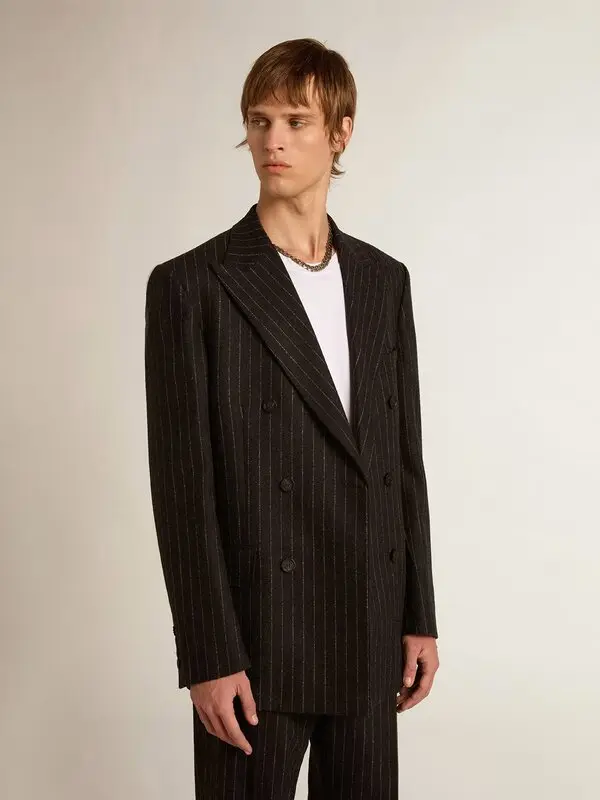 GOLDEN GOOSE Double-breasted Striped Blazer - Black