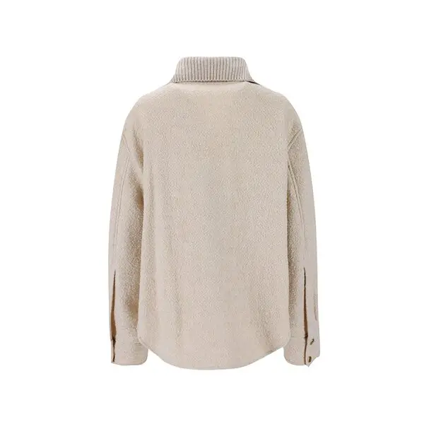 Moncler Wool-blend Bouclé Zip-up Shirt - Light Beige
