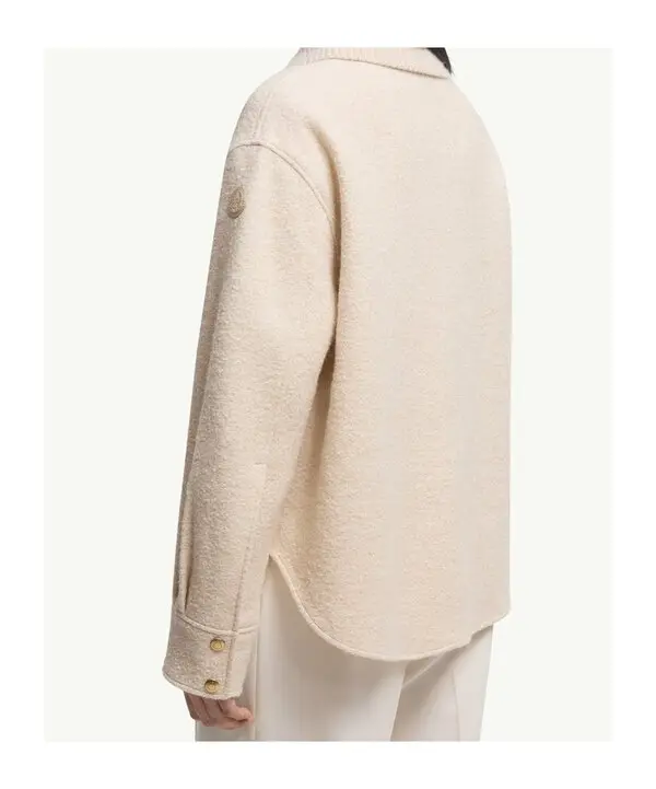 Moncler Wool-blend Bouclé Zip-up Shirt - Light Beige