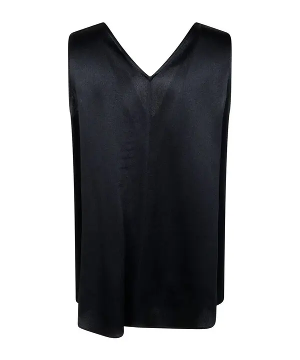 Antonelli Firenze Sleeveless V-neck Top With Bell-shaped Hem - Black