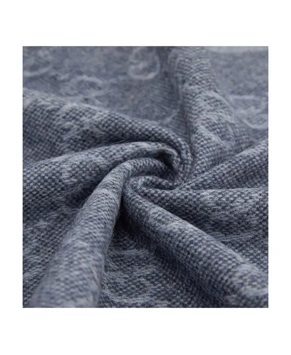 Gucci Logo Jacquard Tassel Scarf - Dark Grey
