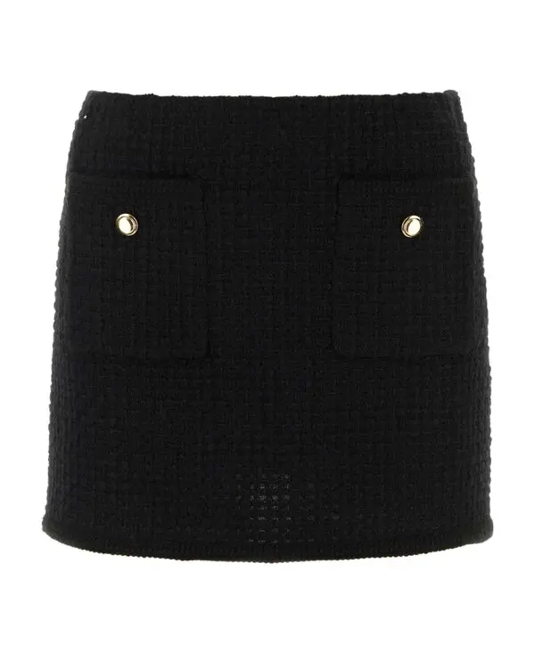 Miu Miu Button Detailed Mid-rise Skirt - Black