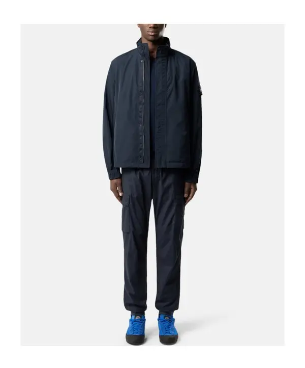 Stone Island Logo Patch High Neck Jacket - Blue
