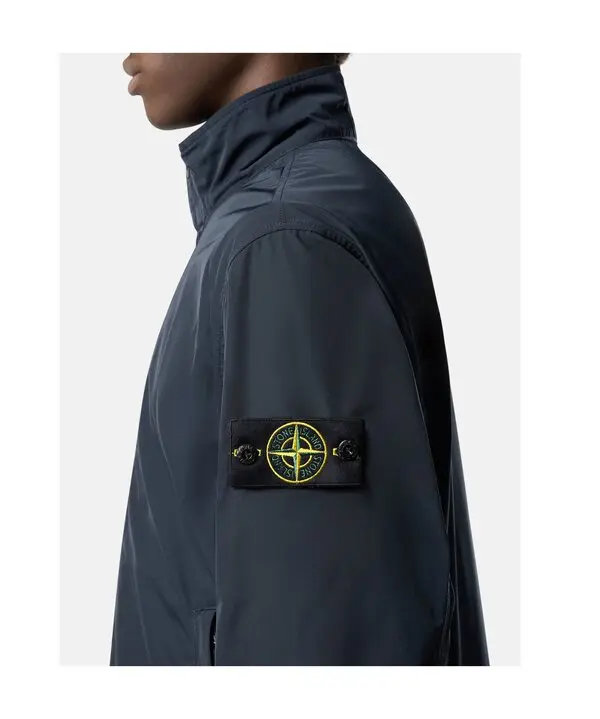 Stone Island Logo Patch High Neck Jacket - Blue