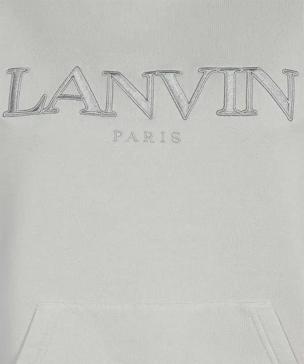 LANVIN Logo Embroidered Drawstring Hoodie - White