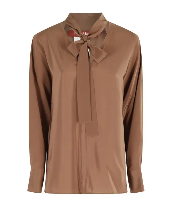 Max Mara Bow-collar Silk Blouse - Brown