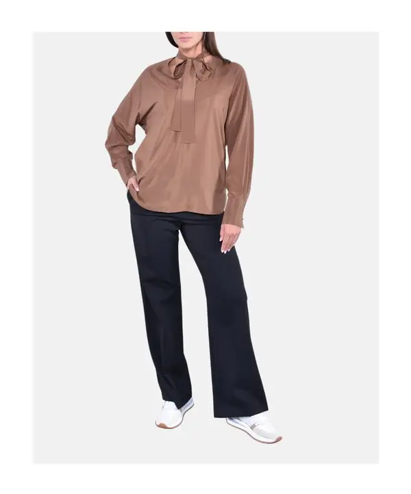 Max Mara Caco" Long-sleeved Blouse With Lace-up Detail - No