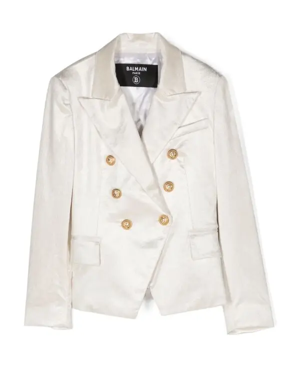 Balmain Double-breasted Corduroy Blazer - White