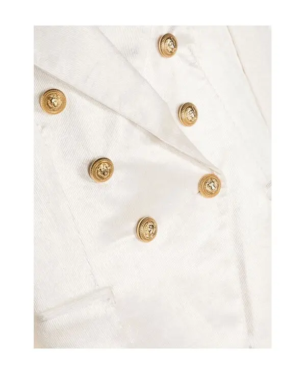 Balmain Double-breasted Corduroy Blazer - White