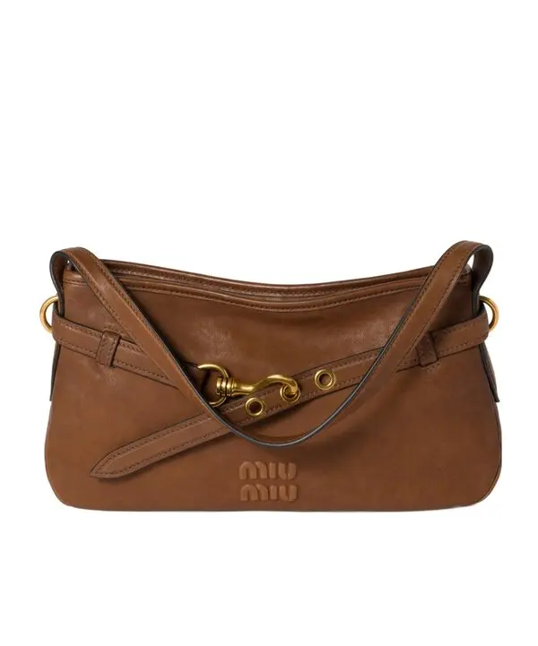 Miu Miu Aventure Nappa Leather Shoulder Bag - Oak