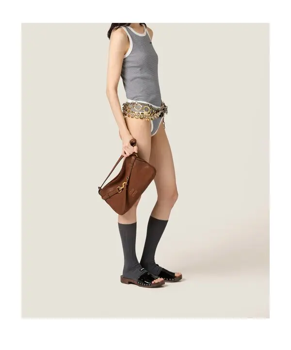 Miu Miu Aventure Nappa Leather Shoulder Bag - Oak