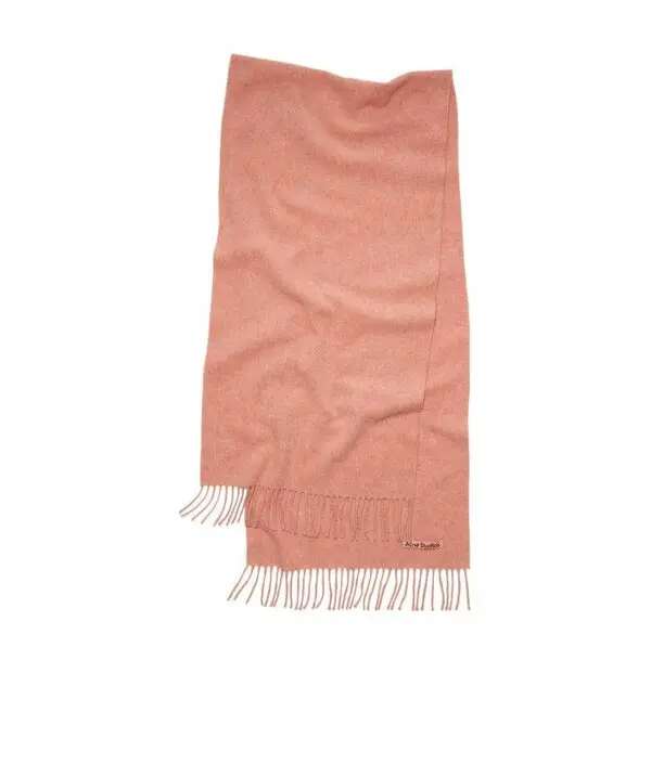 Acne Studios Logo Patch Fringed-edge Scarf - Pink