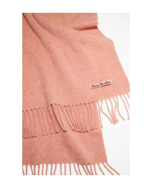 Acne Studios Logo Patch Fringed-edge Scarf - Pink