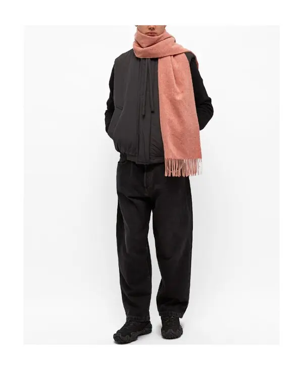 Acne Studios Logo Patch Fringed-edge Scarf - Pink