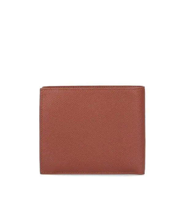 FERRAGAMO Gancini Plaque Bi-fold Wallet - Brown