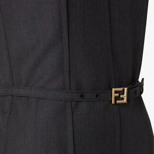 Fendi Sleeveless Peplum Midi Dress