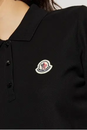 Moncler Logo Patch Short Sleeve Polo Top - Black