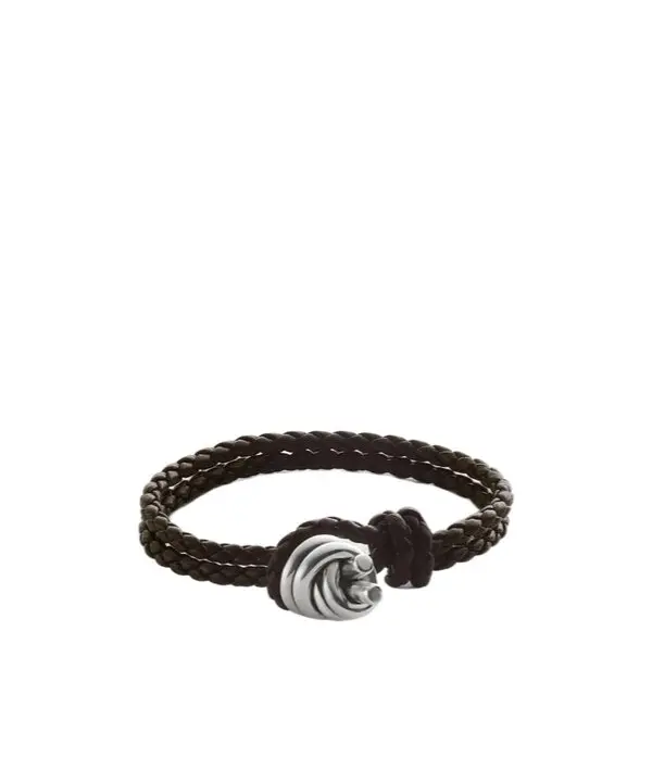 Bottega Veneta Knot Detailed Braided Bracelet - Chocolate Brown