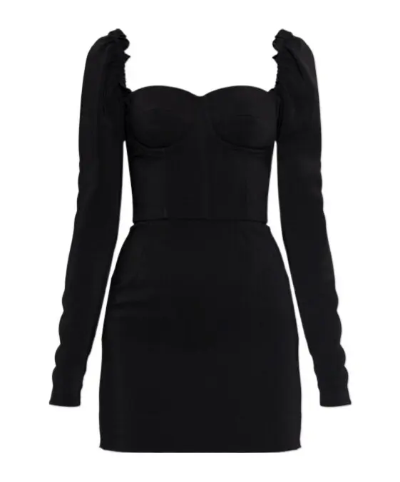Dolce & Gabbana Sweetheart Neck Mini Dress With Long Sleeves