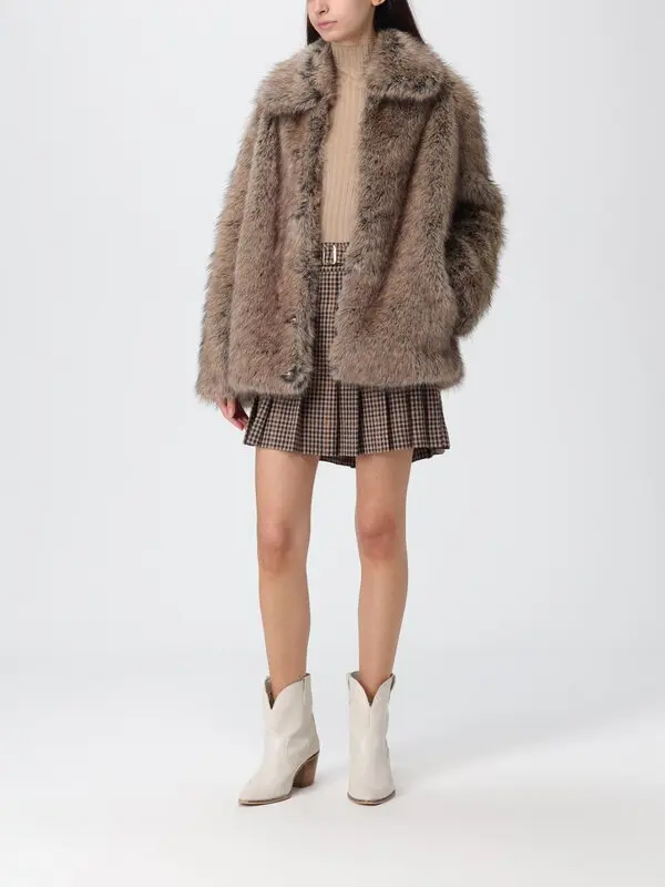Liu Jo Faux Fur Jacket With Lapel Collar