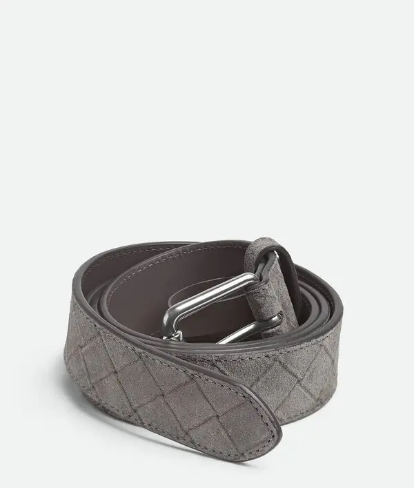 Bottega Veneta Intrecciato Embossed Suede Belt