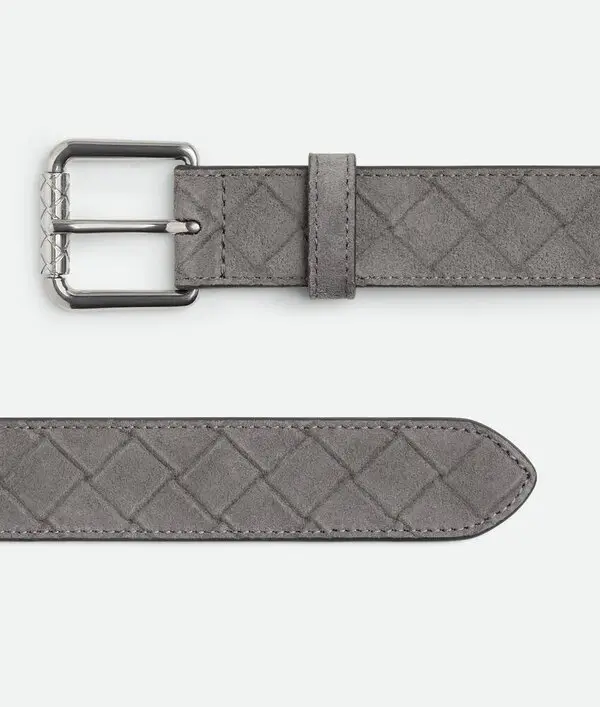 Bottega Veneta Intrecciato Embossed Suede Belt
