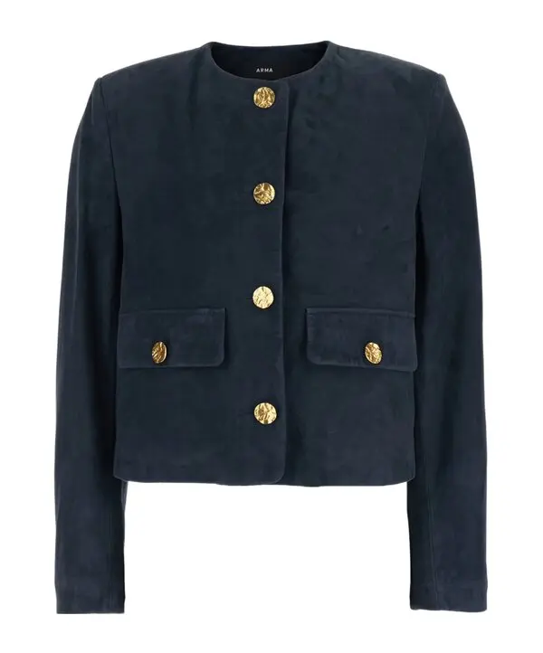 ARMA Lorenne Suede Button-up Jacket - Black