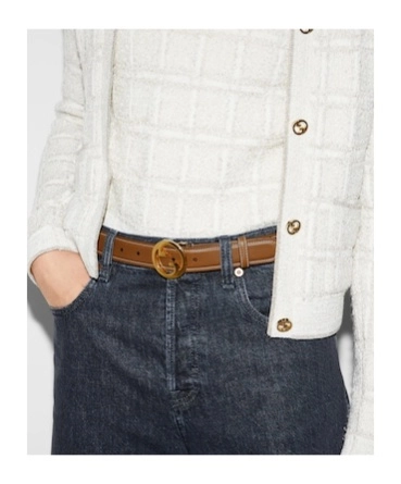Gucci Blondie Logo Plaque Belt - Brown